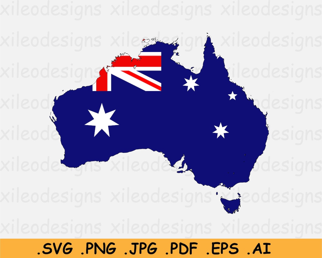 Australia Map Flag SVG, Map of Australia With the Australian National ...