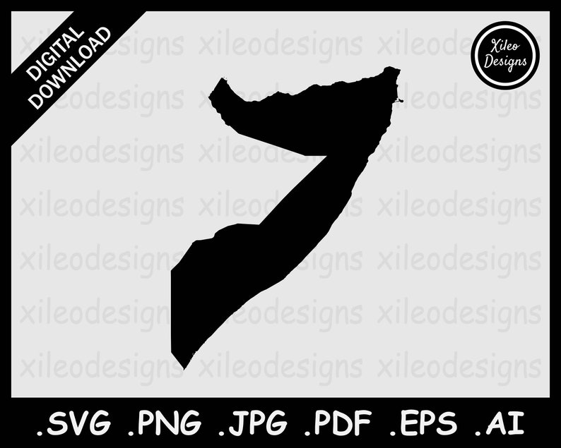 Somalia Map SVG, Somali National Country Boundary Border Map, Black ...