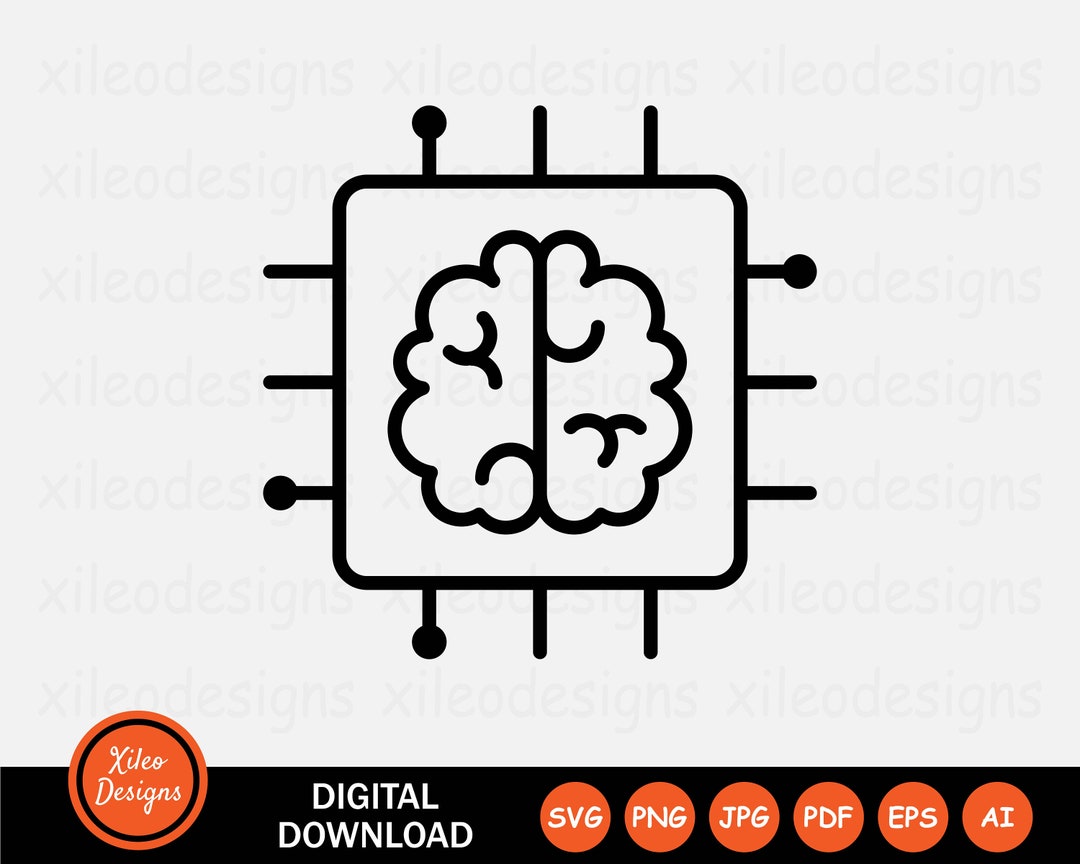 Artificial Intelligence Icon SVG AI Brain Computer Chip CPU Symbol Sign ...
