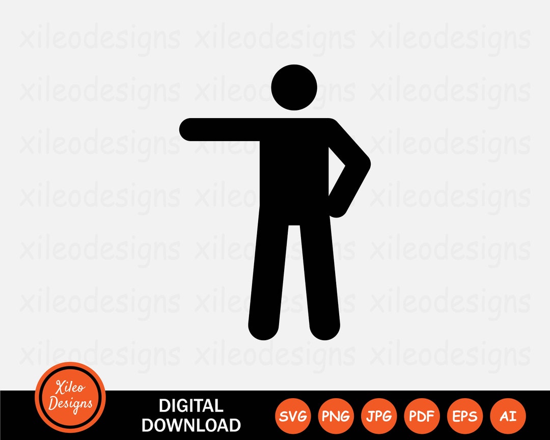 Pointing Left Icon SVG - Stick Figure Point Direction Navigation Pose ...