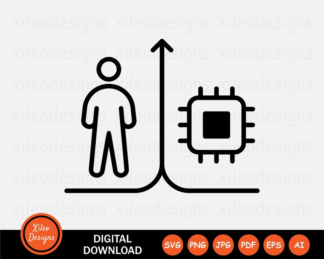Human AI Icon SVG - Artificial Intelligence Technology Person Stickman ...