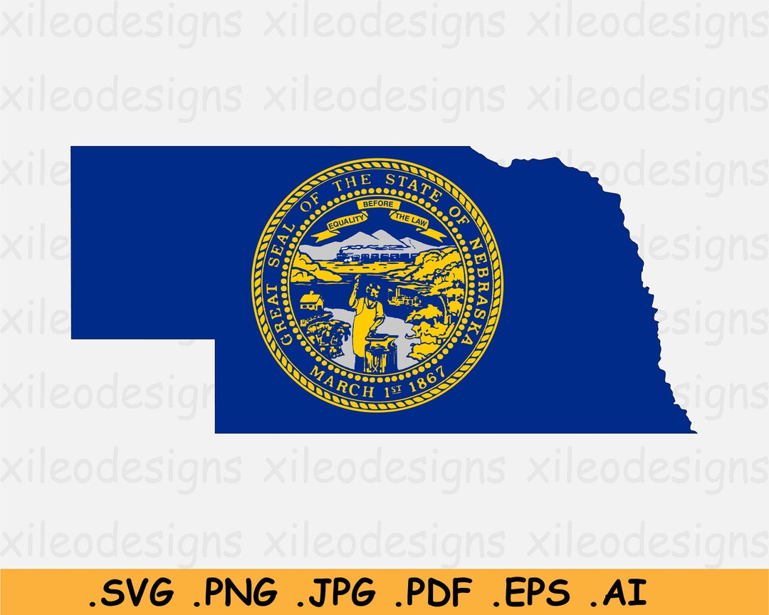 Nebraska Map Flag SVG - NE USA United States of America, State Border ...