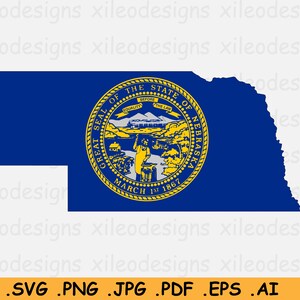 Nebraska Map Flag SVG - NE USA United States of America, State Border ...