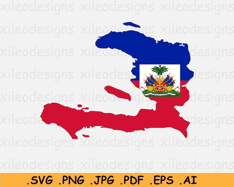 Haiti Flag Map SVG - Haitian Map SVG Country Nation National Silhouette ...