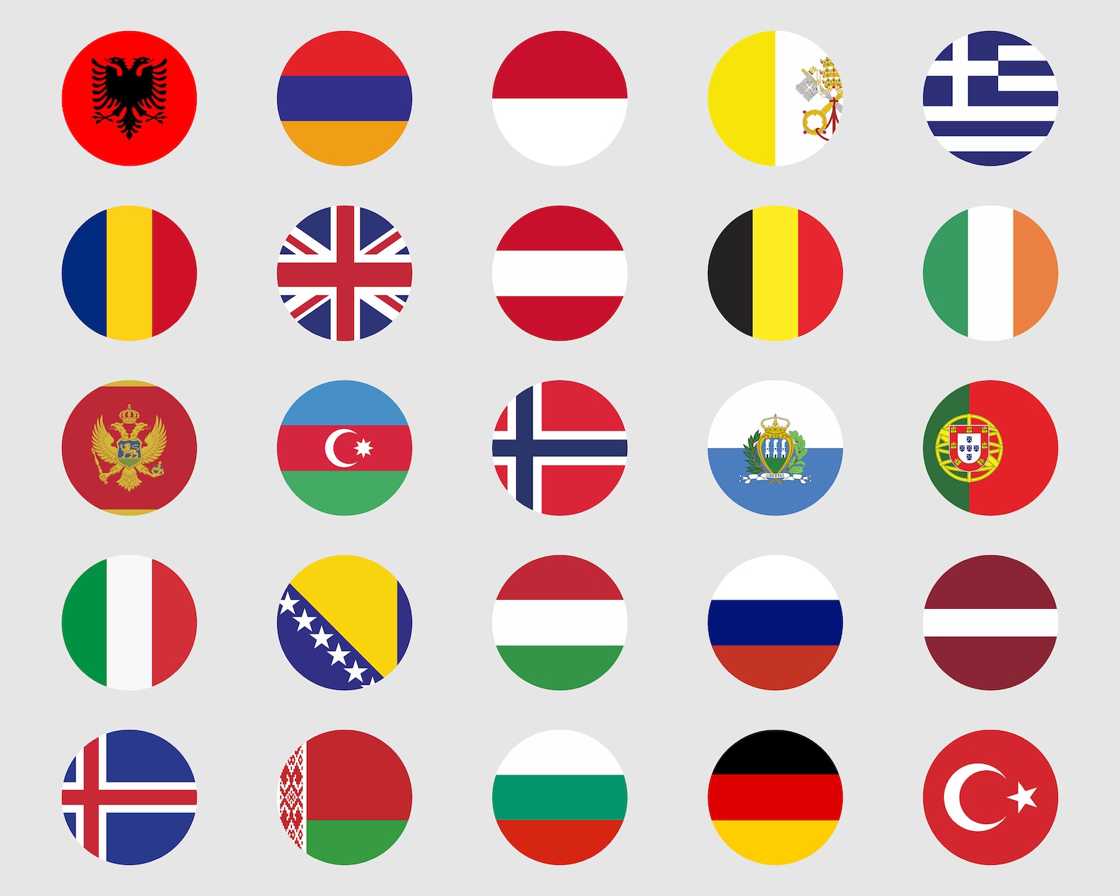 European Countries Round Flags SVG Bundle Set Europe Country | Etsy