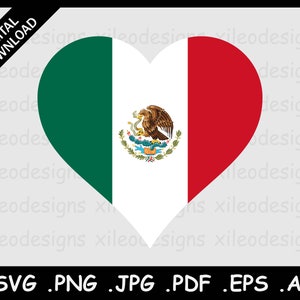 Mexico Heart Flag SVG, Mexican Love Shape Country National Flag ...