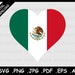 Mexico Heart Flag SVG, Mexican Love Shape Country National Flag ...