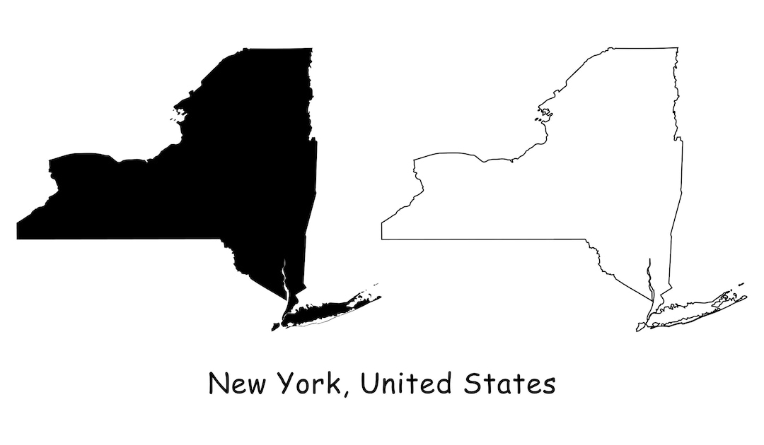 New York Map SVG - NY USA United States of America Us, Black Outline ...