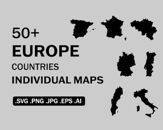 European Countries Individual Maps SVG Europe Country Nation | Etsy