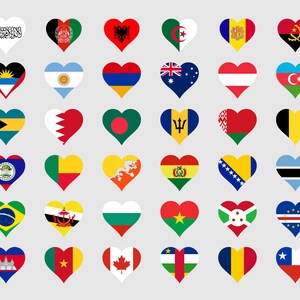 WORLD Countries National Heart Flags SVG Bundle Set, Every Country ...