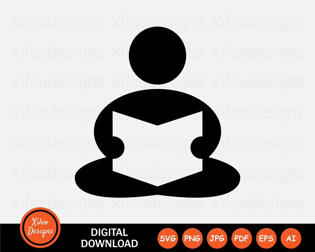 Reading Icon SVG Man Read Book Education Study Library Graphic Vector ...