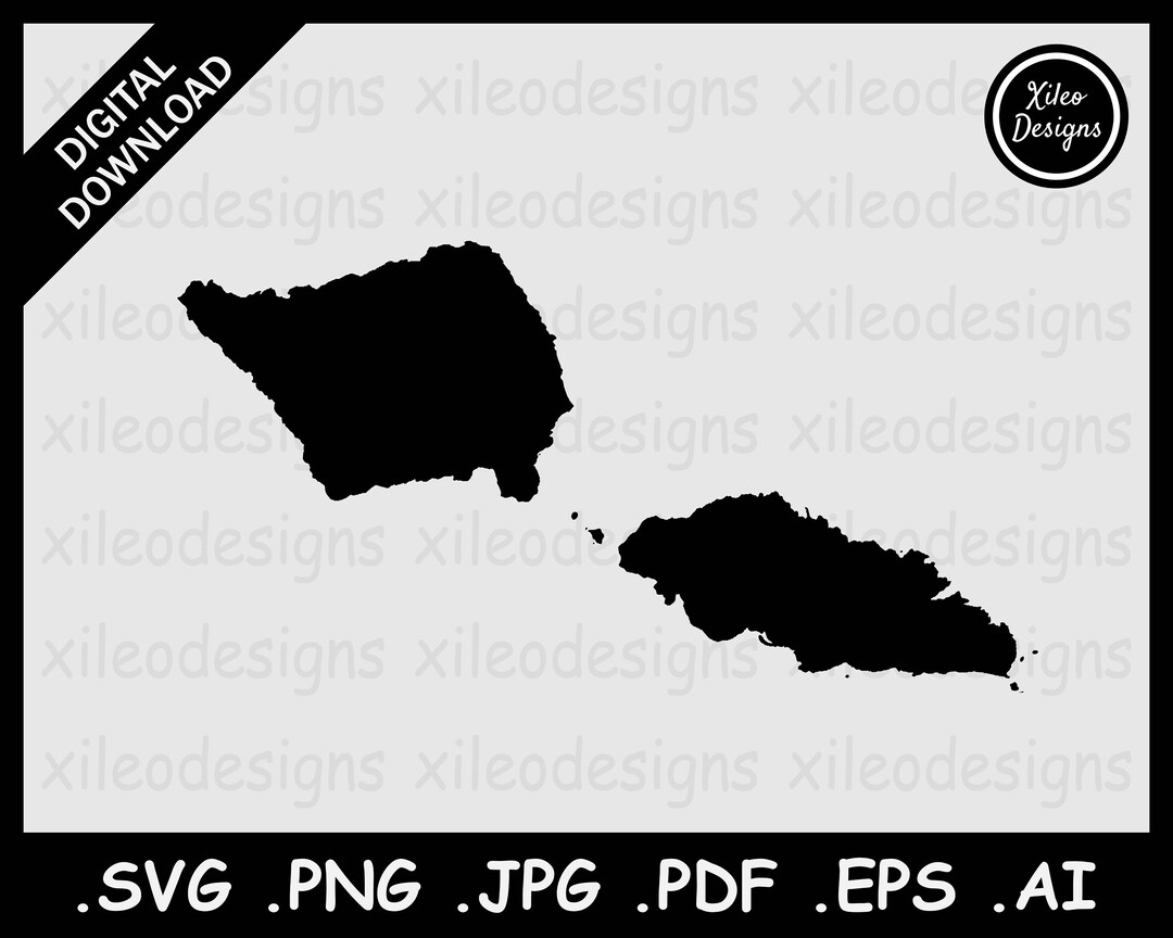 Samoa Map SVG, Samoan National Country Boundary Border Map, Black ...