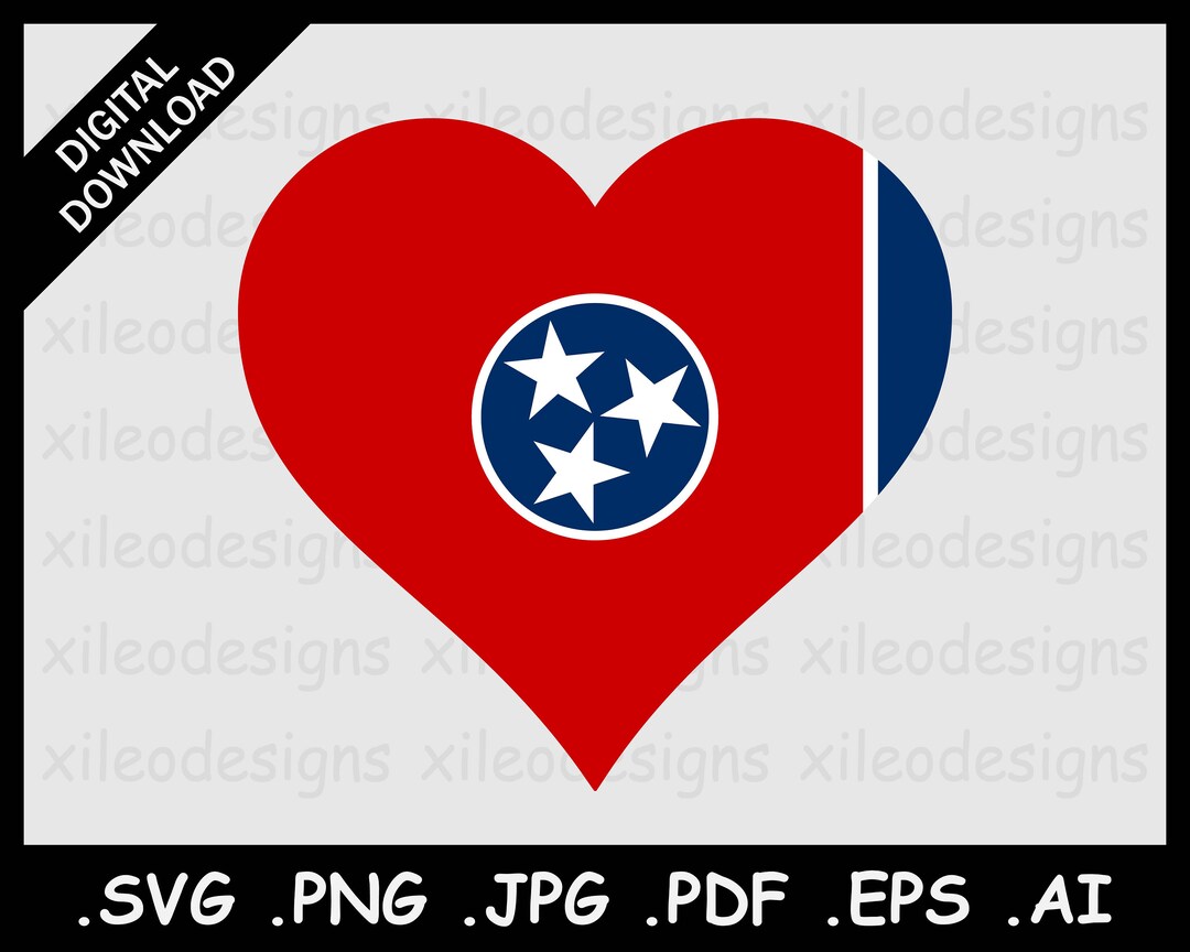 Tennessee Heart Flag SVG, TN USA Love Shape Flag, Icon Sign Symbol ...