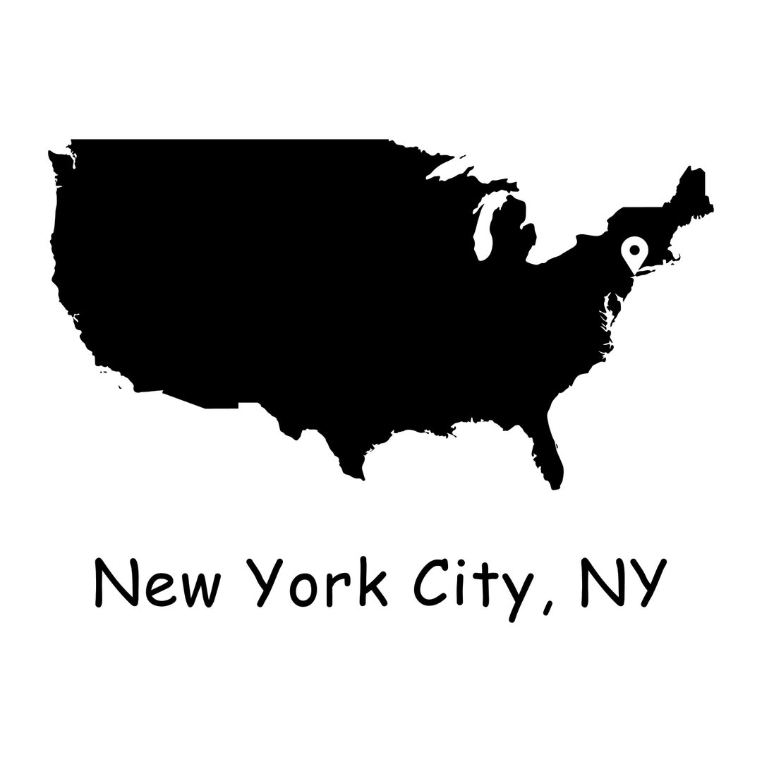 New York City on USA Map, NYC Location Pin United States of America Map ...