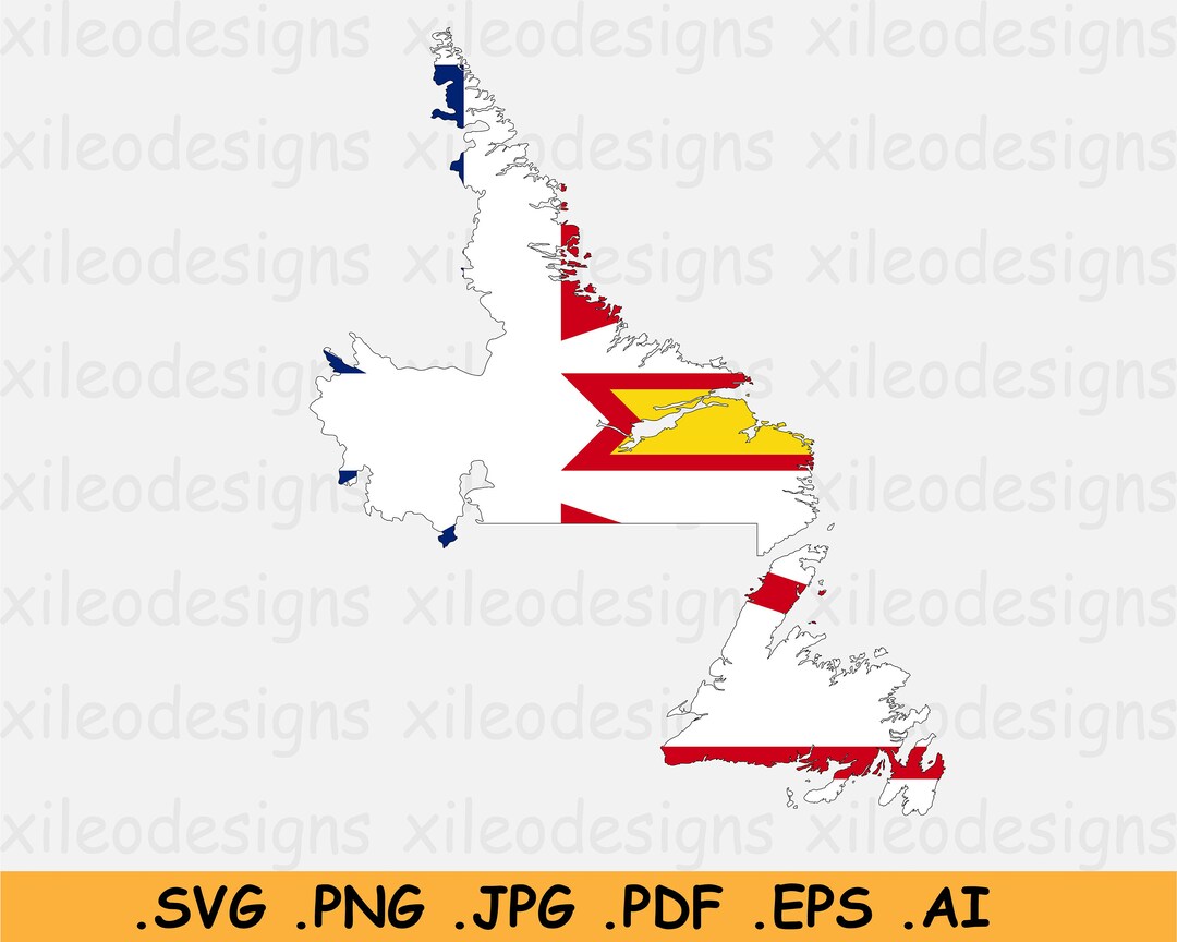 Newfoundland and Labrador Map Flag SVG, NL Canada, Canadian Province ...