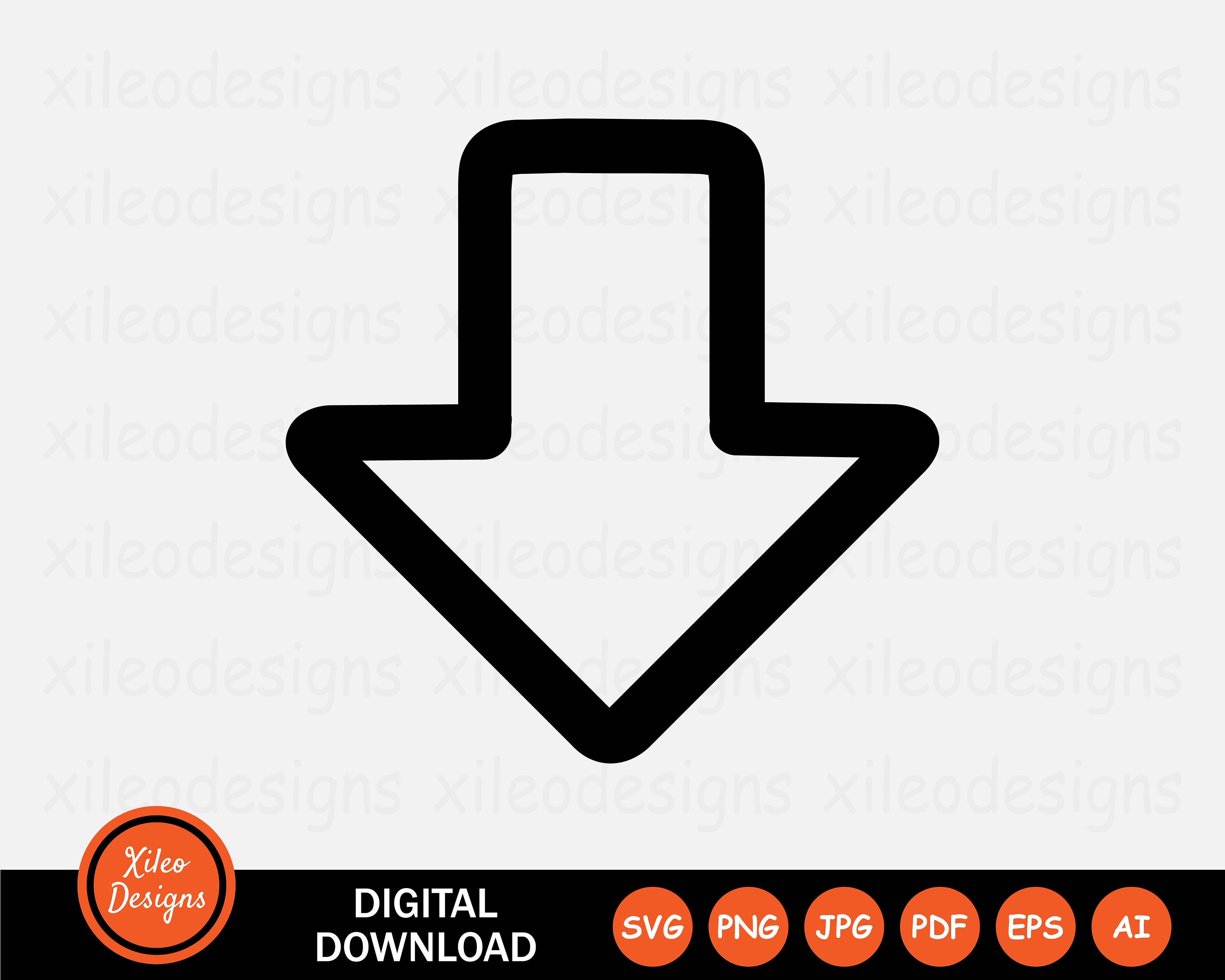 Down Arrow Line Icon SVG Under South Placement Navigate Png Jpg Eps Ai ...