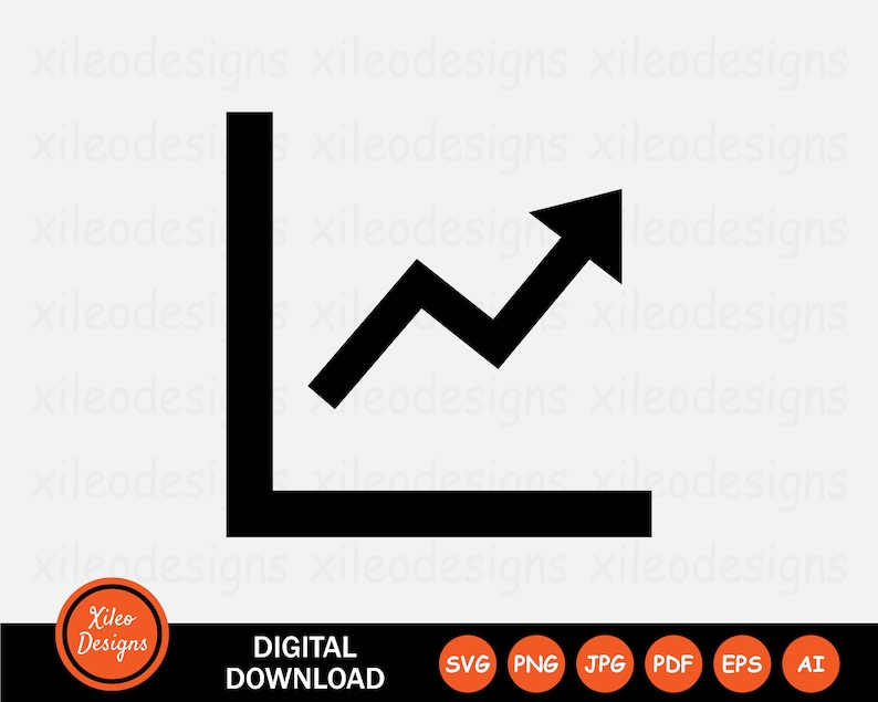 Line Chart Icon SVG Graph Financial Report Sales Growth Arrow Point up ...