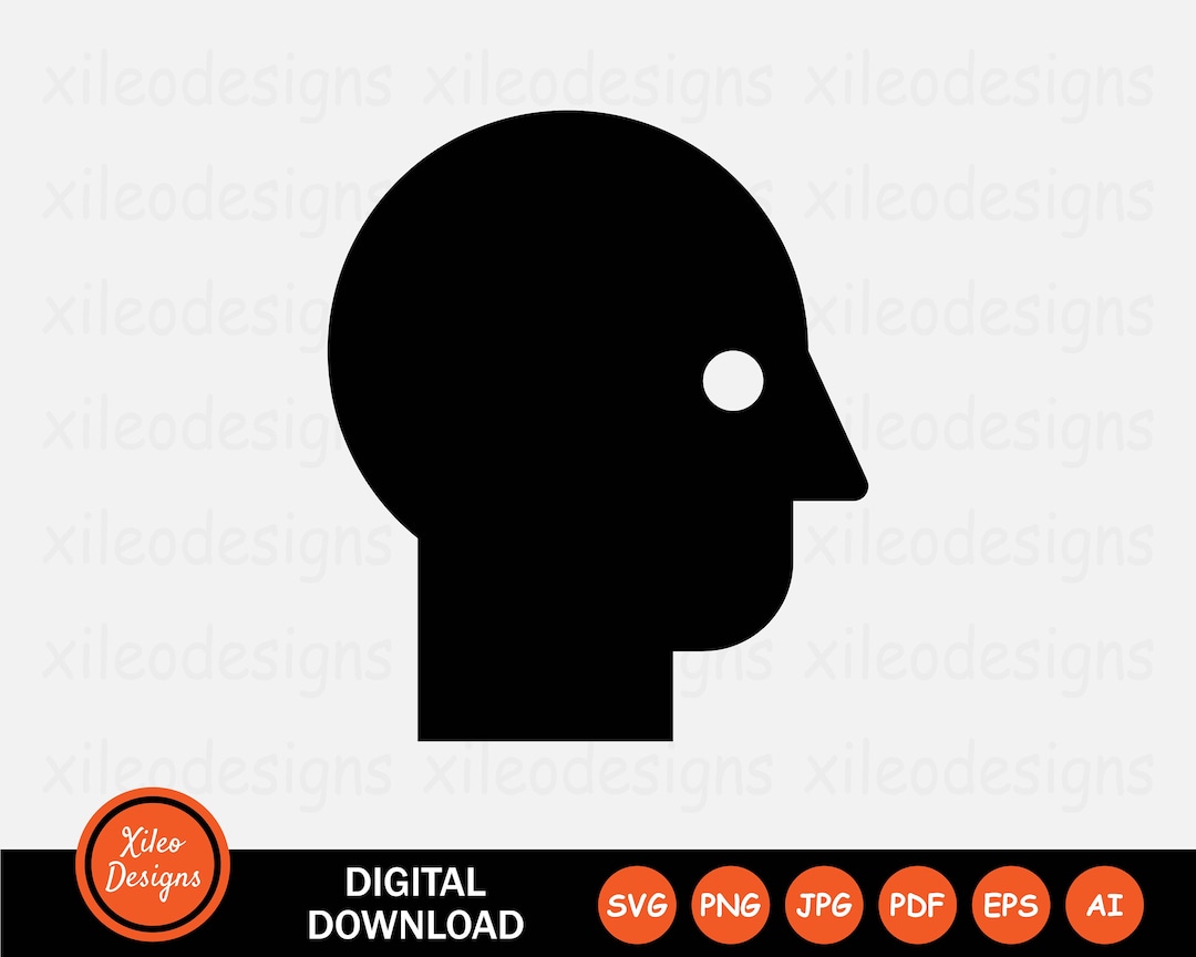 Human Head Shape Icon SVG Silhouette Man Portrait User Png Jpg Eps Ai ...