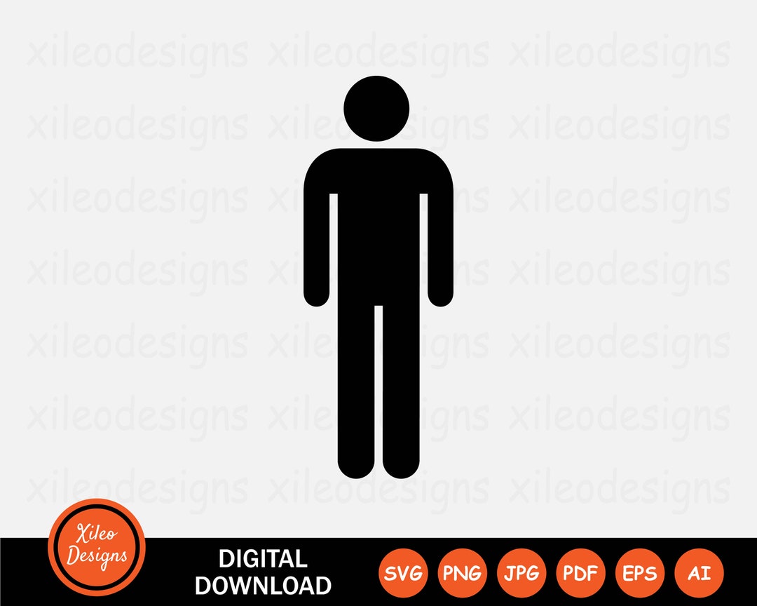 Stick Figure Icon SVG - Stickman Man Person Human Stand Male Bathroom ...
