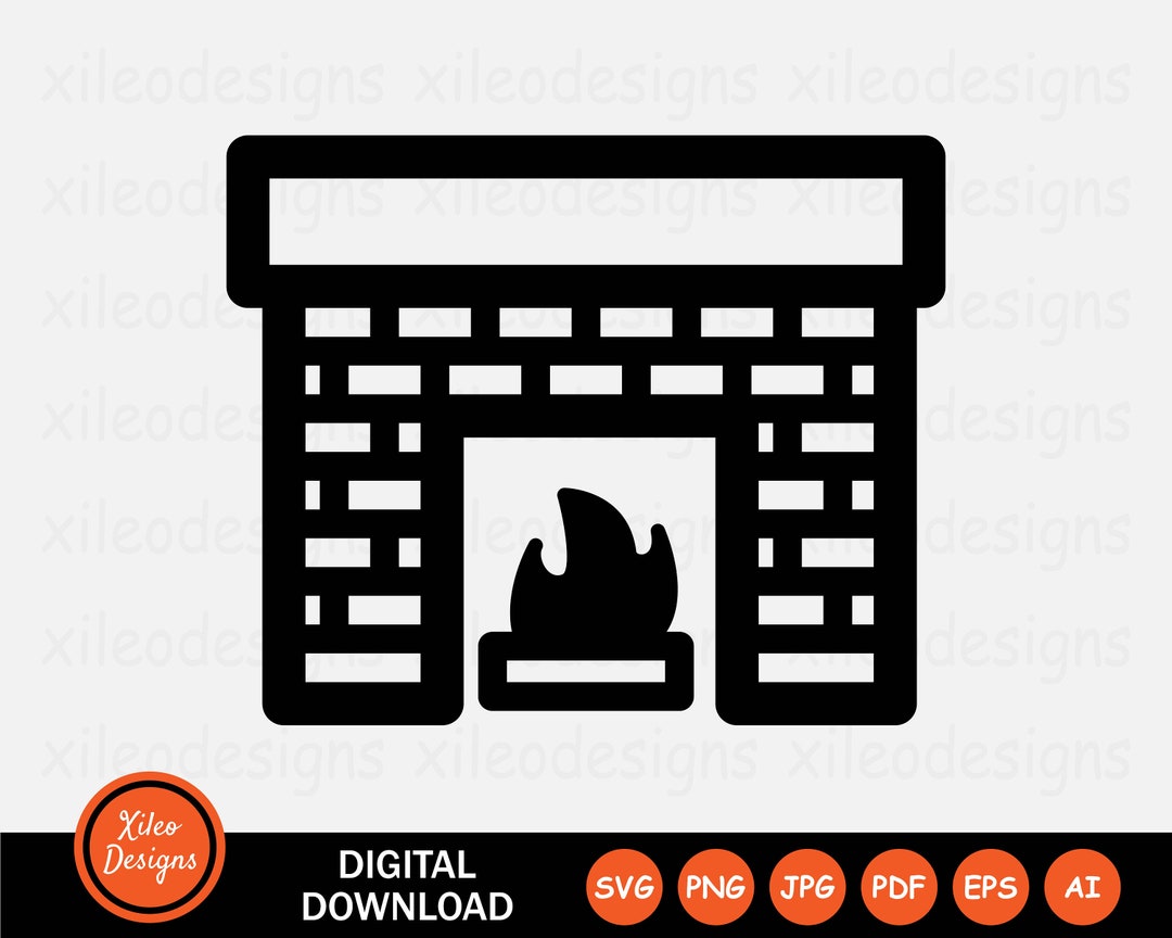 Fireplace Line Icon SVG Fire Place Furnace Wood Stove Png Jpg Eps Ai ...
