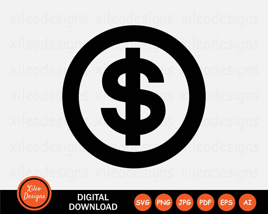Round Dollar Sign Icon SVG Coin Circle Money Finance US Png Jpg Eps Ai ...