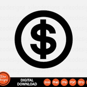 Round Dollar Sign Icon SVG Coin Circle Money Finance US Png Jpg Eps Ai ...