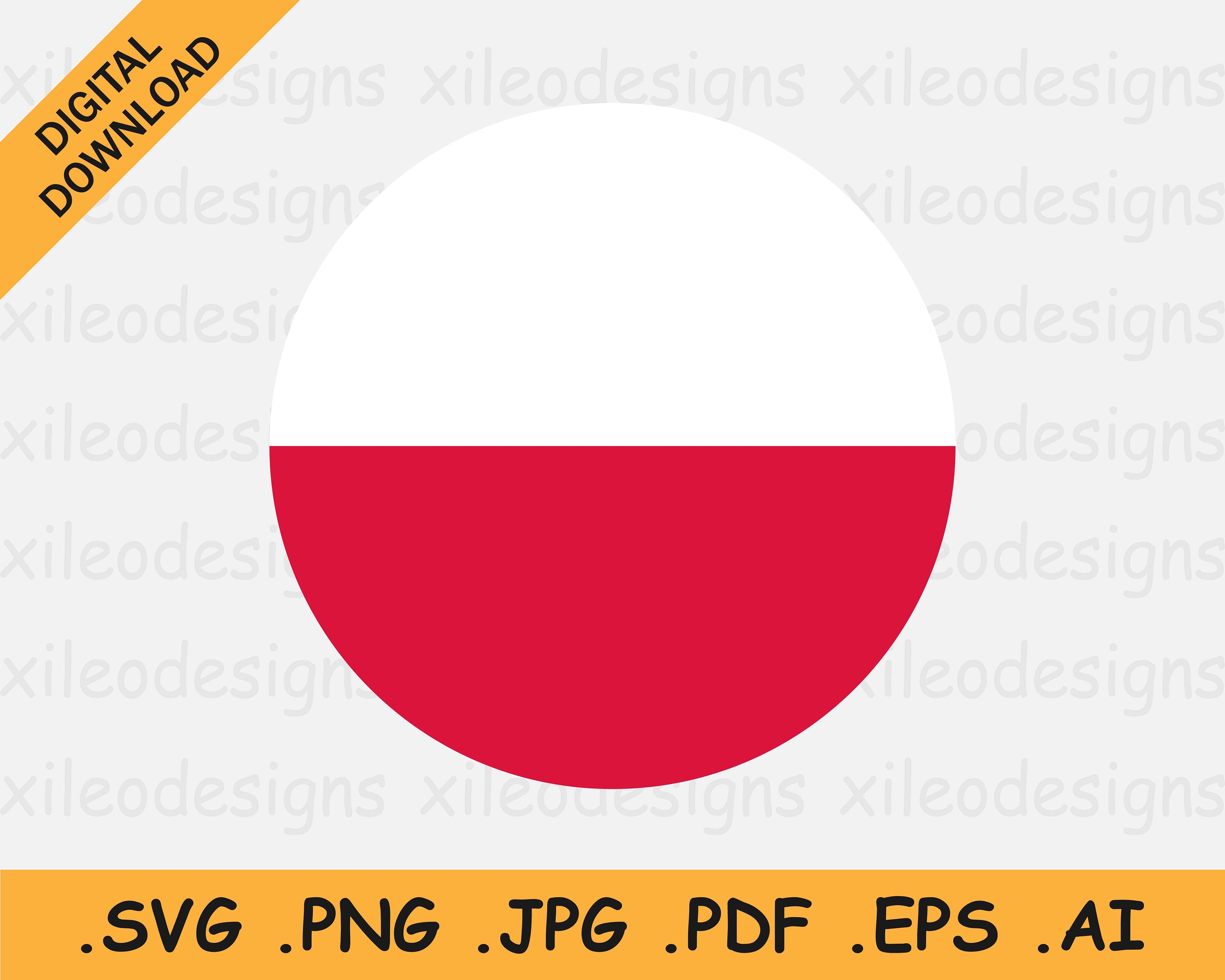 Poland Round Flag SVG - Polish Circular Banner, National Circle Button ...