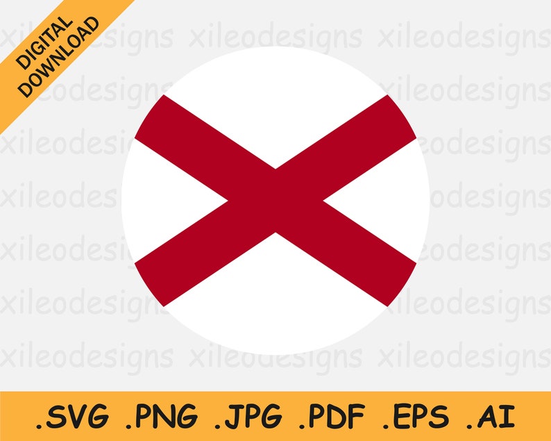 Alabama Round Flag SVG, AL USA Circular Circle State Banner Button Icon ...