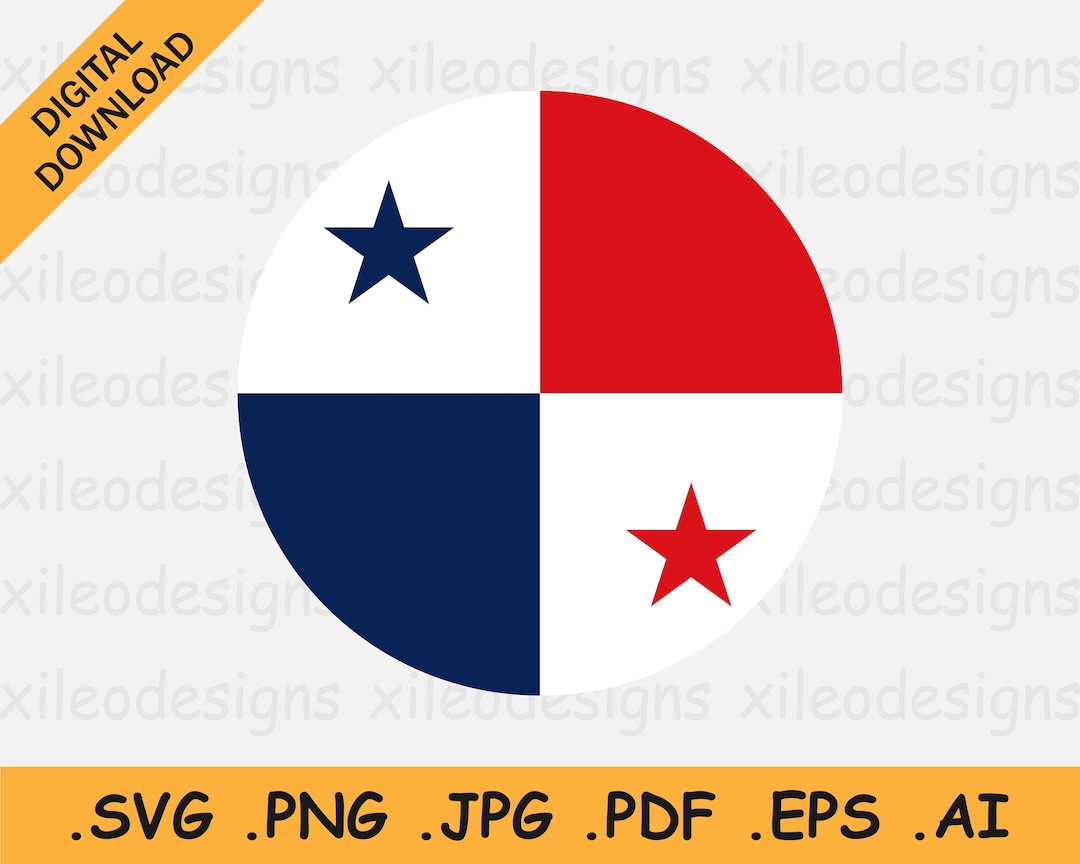 Panama Round Flag SVG - Panamanian Circular Banner, National Circle ...