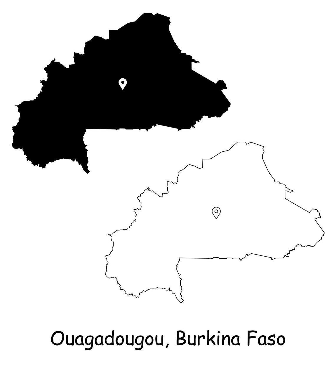Ouagadougou Burkina Faso Map Capital City Country Location Pin | Etsy
