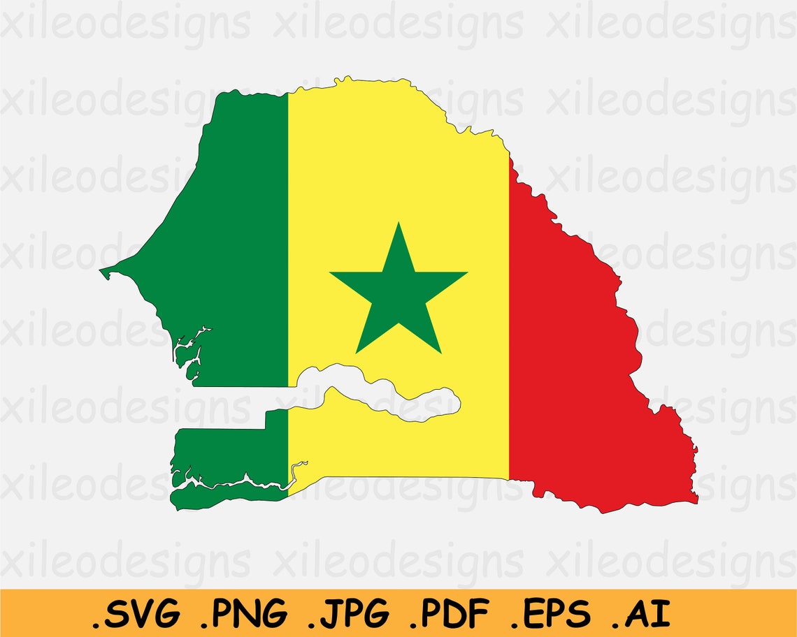 Senegal Map Flag SVG Senegalese Cricut Cut File Country - Etsy