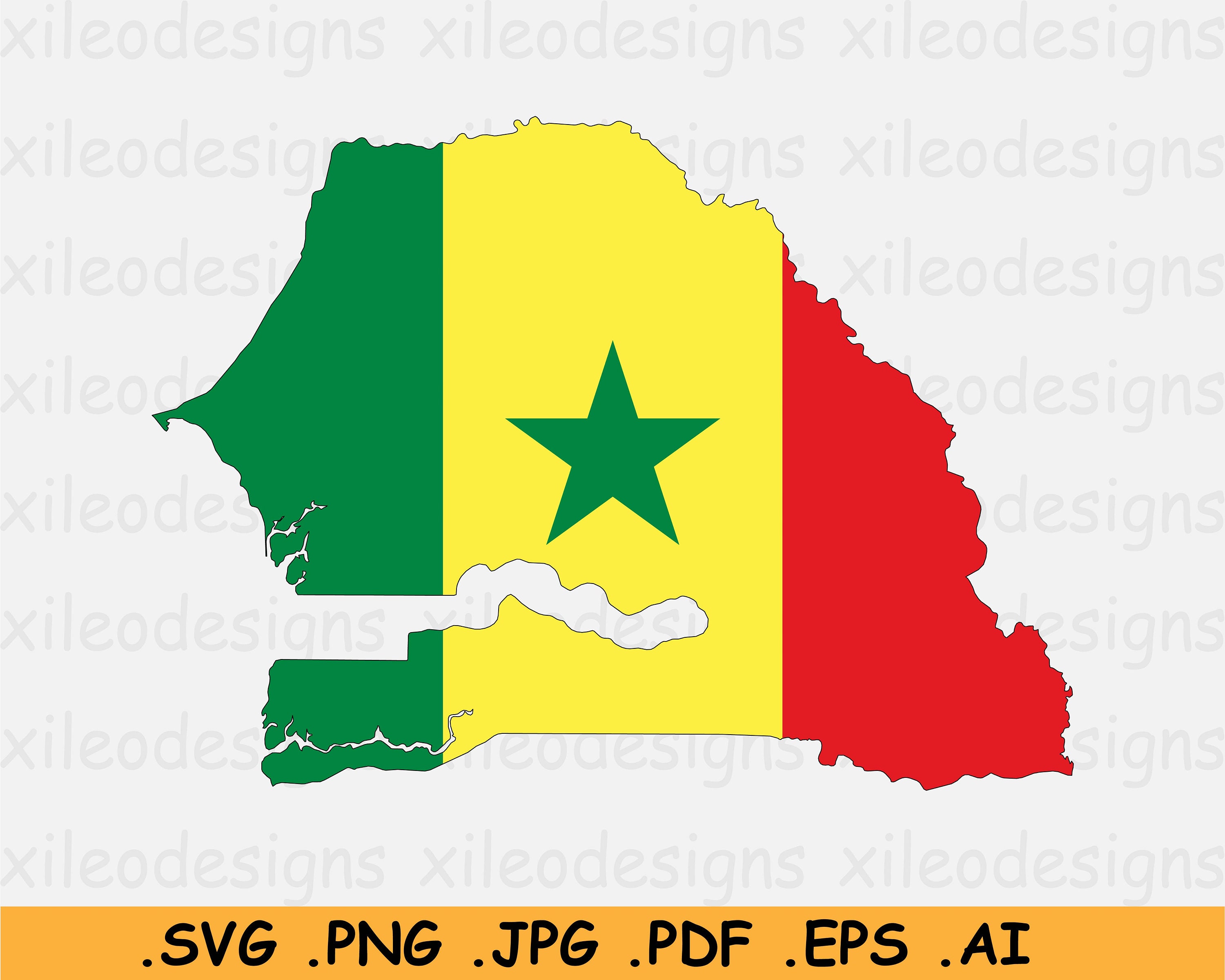 Senegal Map Flag SVG Senegalese Cricut Cut File Country | Etsy