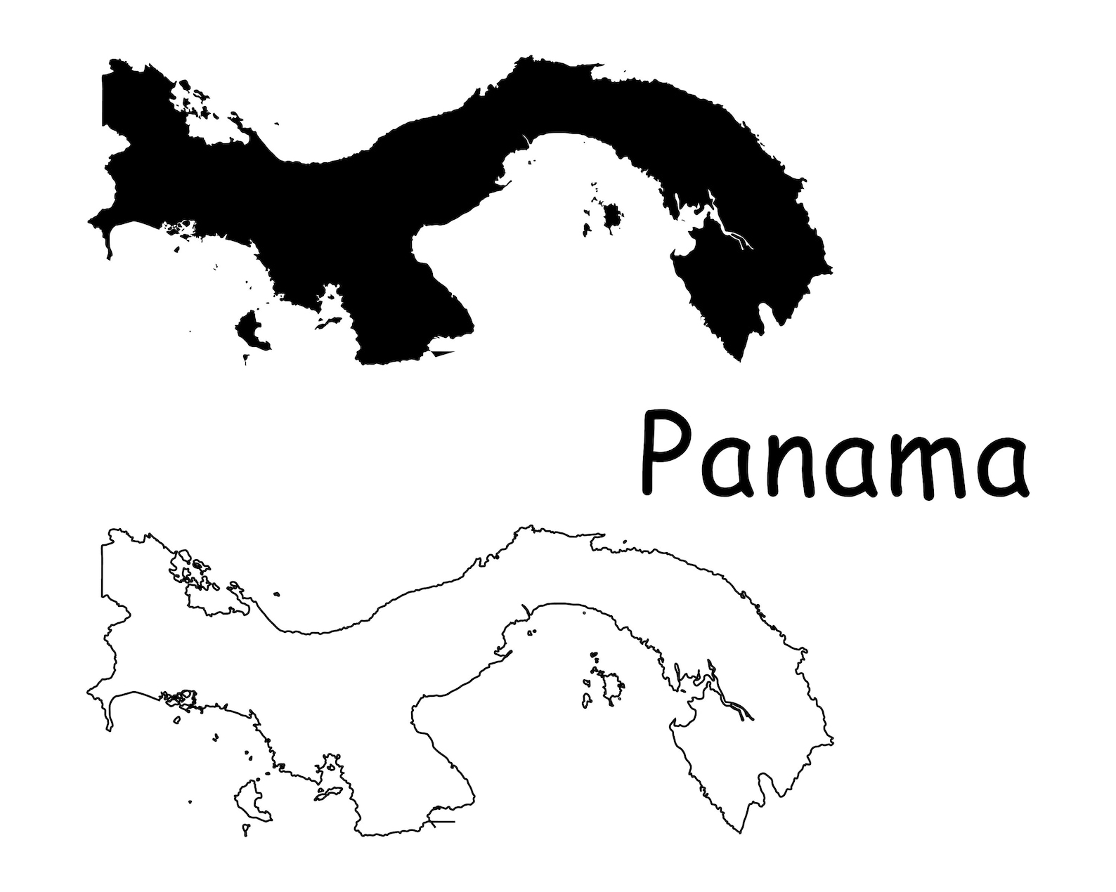 Mapa de Panamá Mapa de Panamá Blanco y Negro Detallado - Etsy España