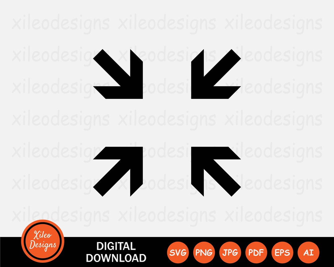Zoom Out SVG Arrows Pointing Inwards Point in Center Four Corners Sign ...