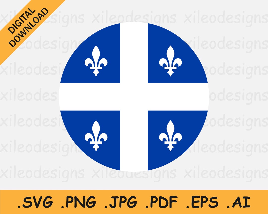 Quebec SVG, Round Flag SVG, Canada Province Circular Circle Banner ...