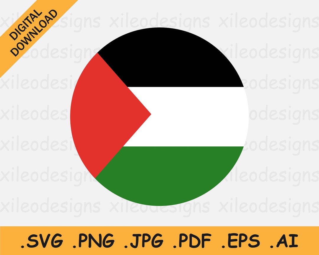 Palestine Round Flag SVG - Palestinian Circular Banner, National Circle ...