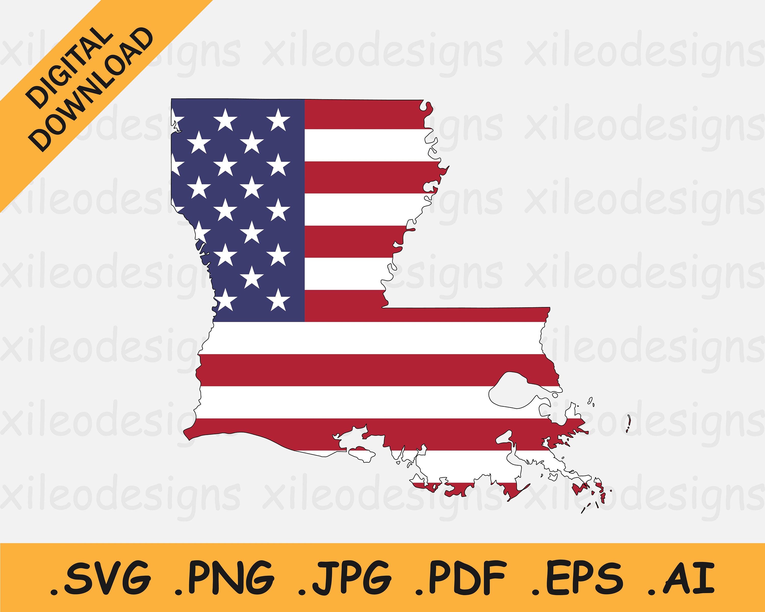 50 US State Maps on American Flag SVG Individual USA America | Etsy