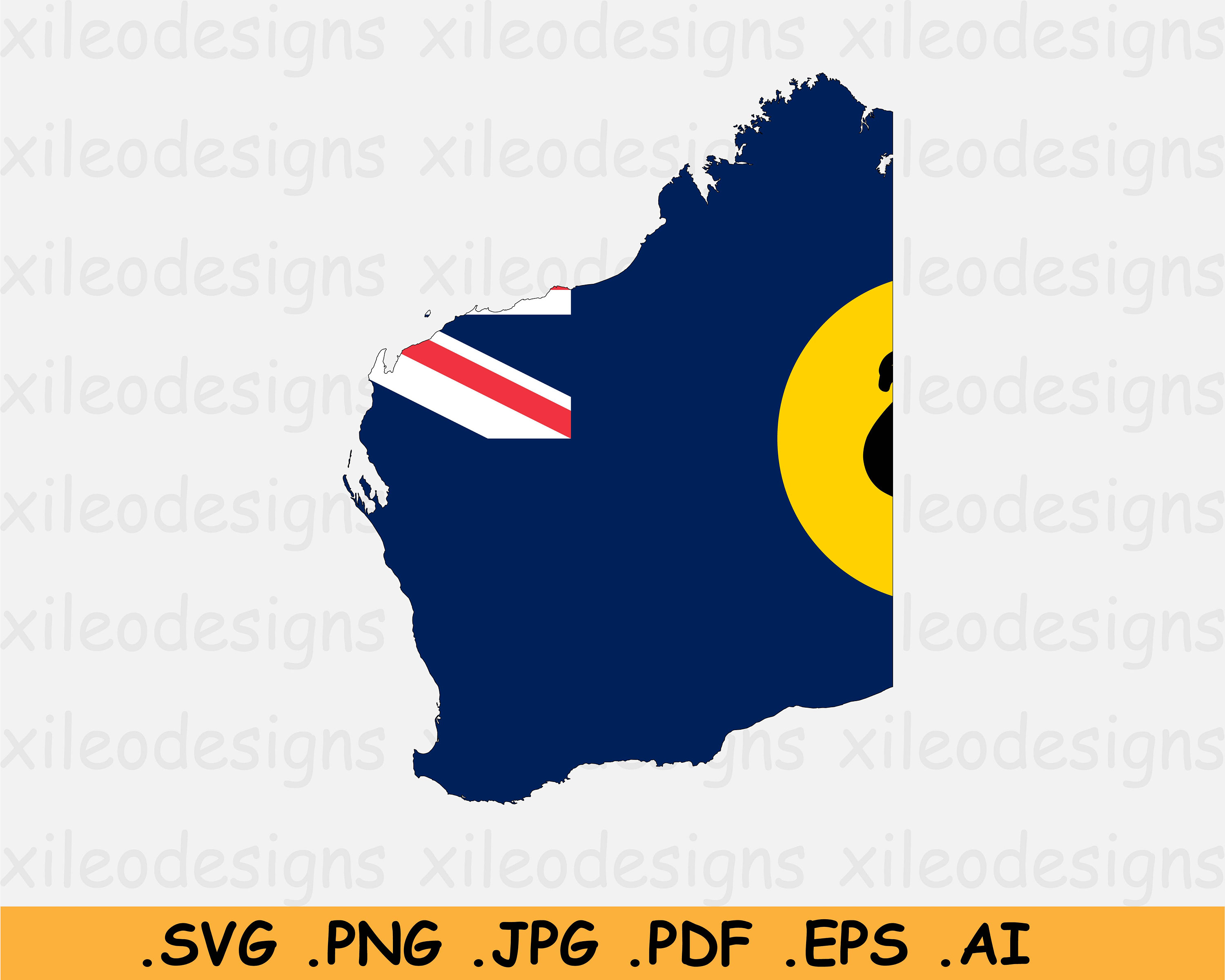 Western Australia Flag Map SVG WA Australia Australian State - Etsy UK