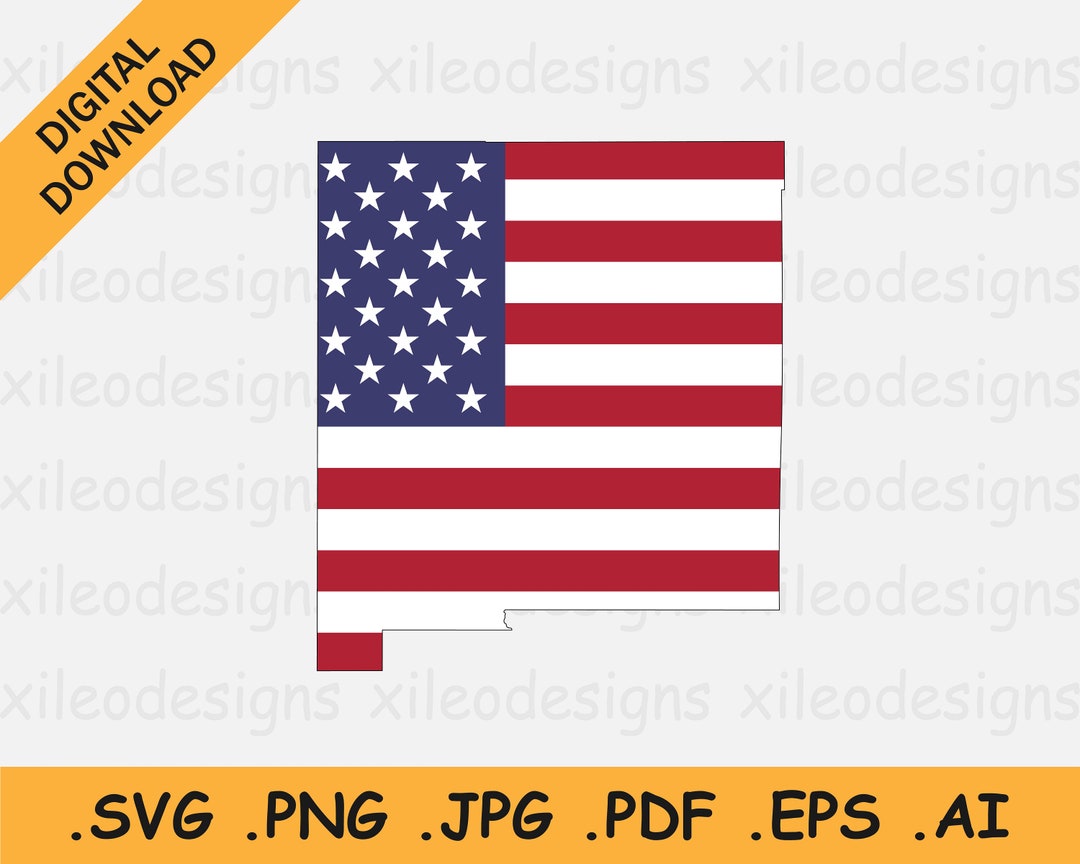 New Mexico Map US Flag Svg - NM USA on American Flag, America State ...