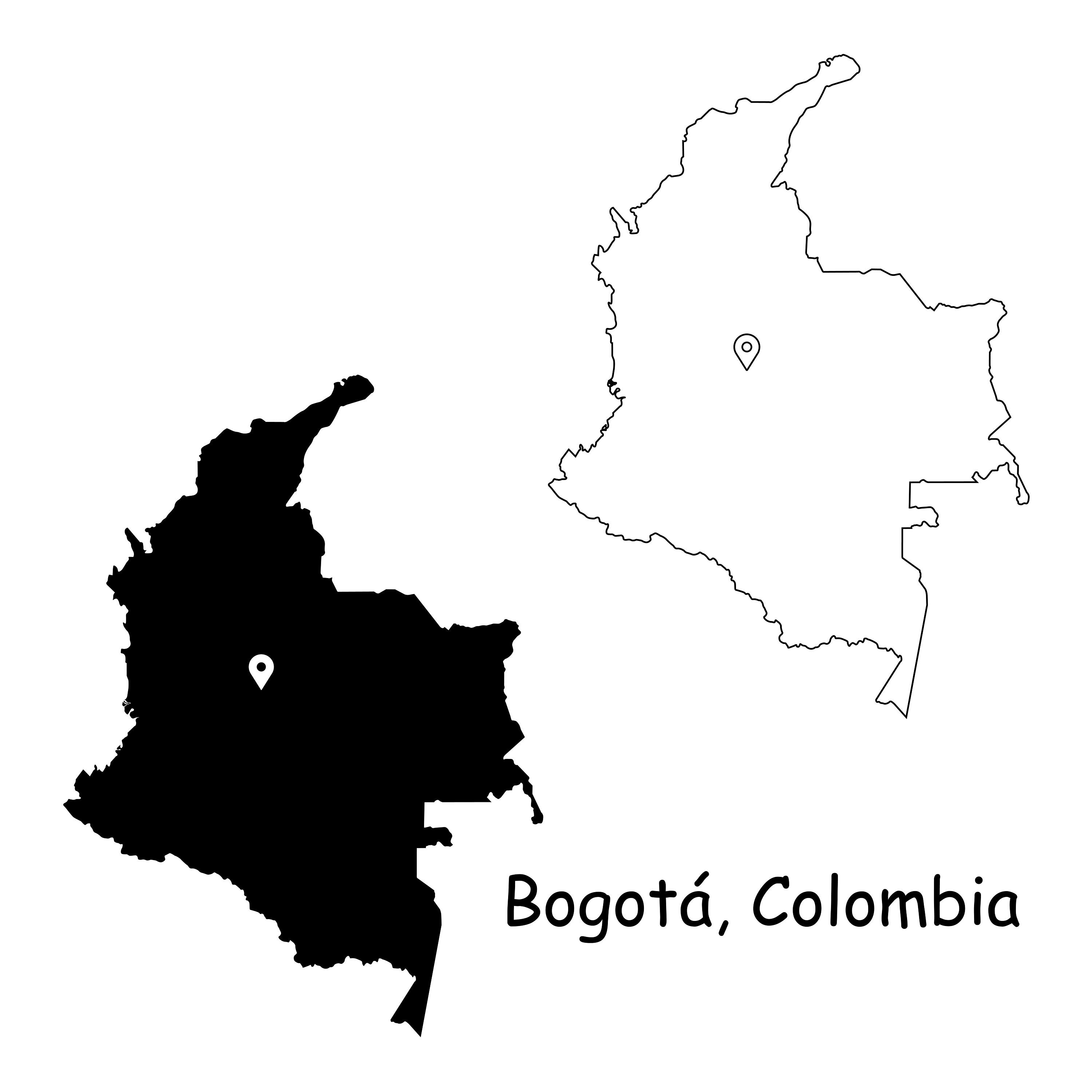 Bogota Colombia Map Capital City Country Location Pin Black White ...