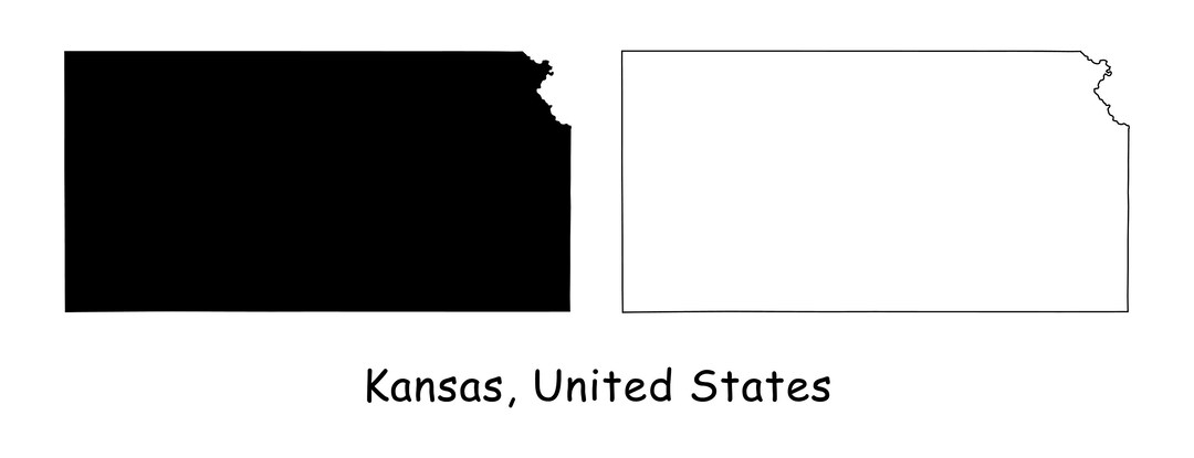 Kansas Map SVG - KS USA United States of America Us, Black and White ...