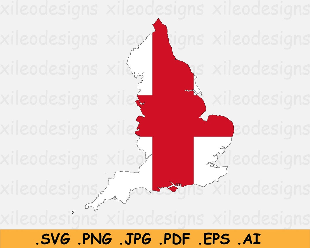 England Flag Map SVG, English Cricut Cut File, Country Nation ...