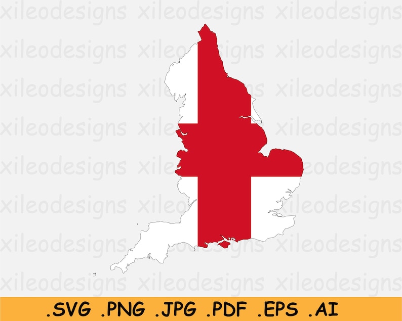 England Flag Map SVG, English Cricut Cut File, Country Nation ...