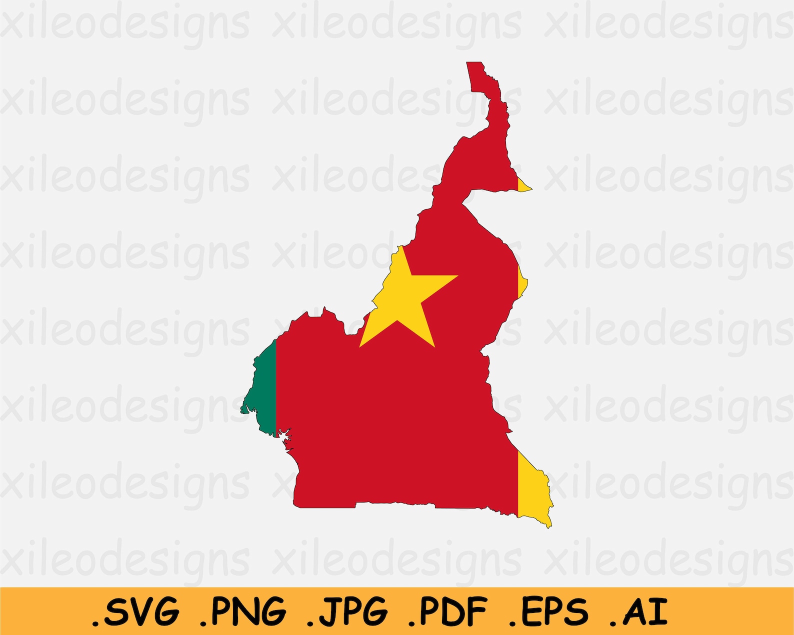Cameroon Map Flag SVG Map of Cameroon Cameroonian Flag | Etsy
