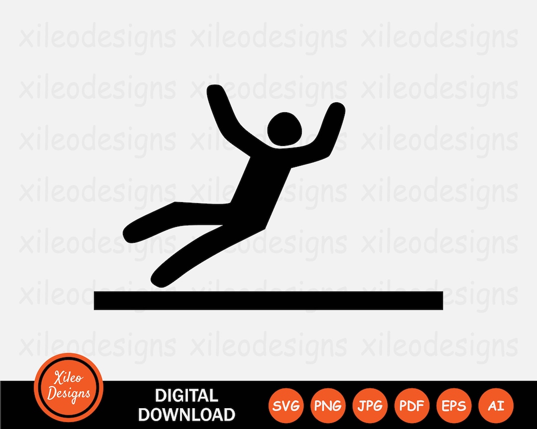Slip and Fall Icon SVG - Person Falling Down Trip Accident Slippery ...