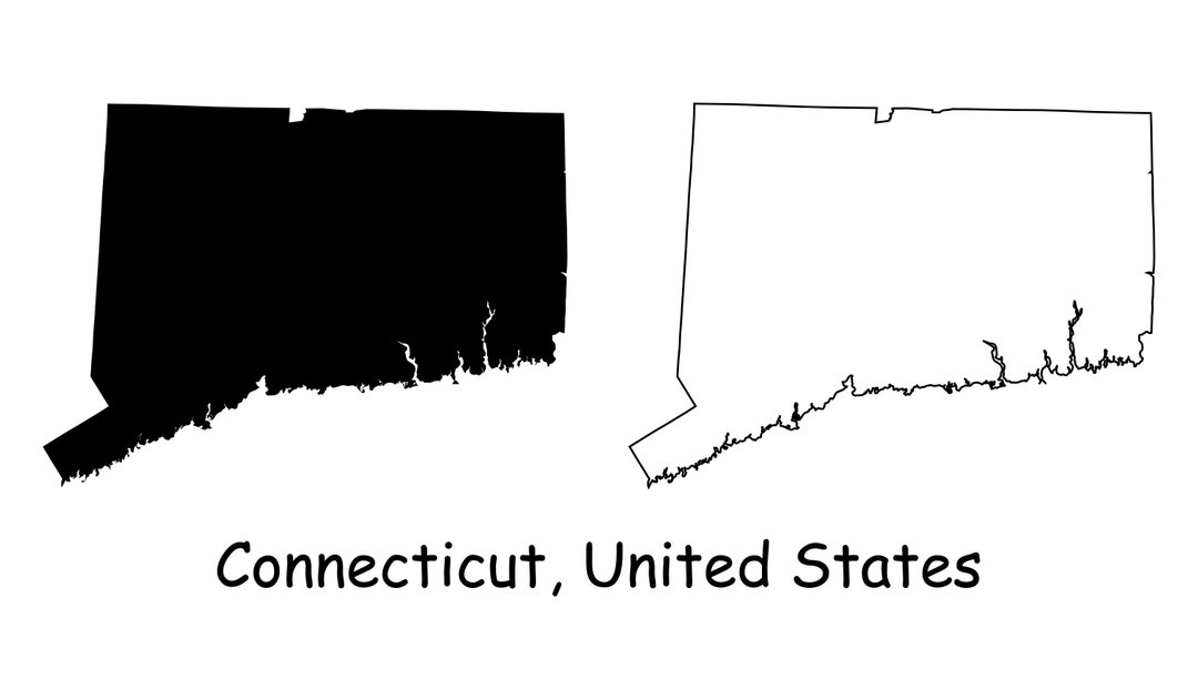 Connecticut Map SVG, CT USA United States of America Us, Black Outline ...