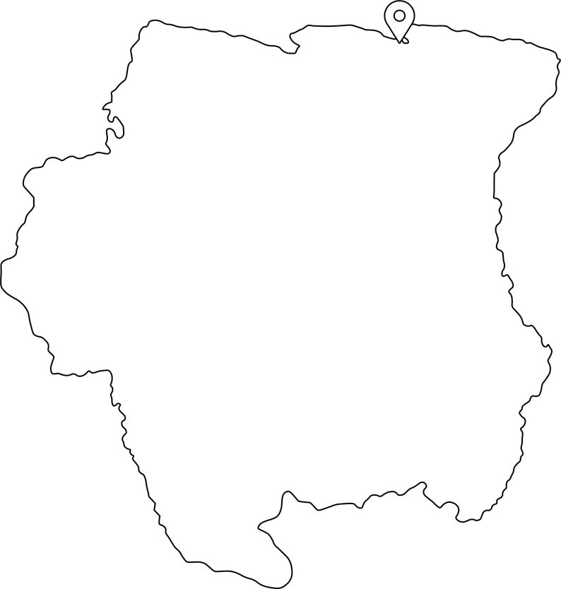 Paramaribo Suriname Map Capital City Country Location Pin Black White ...