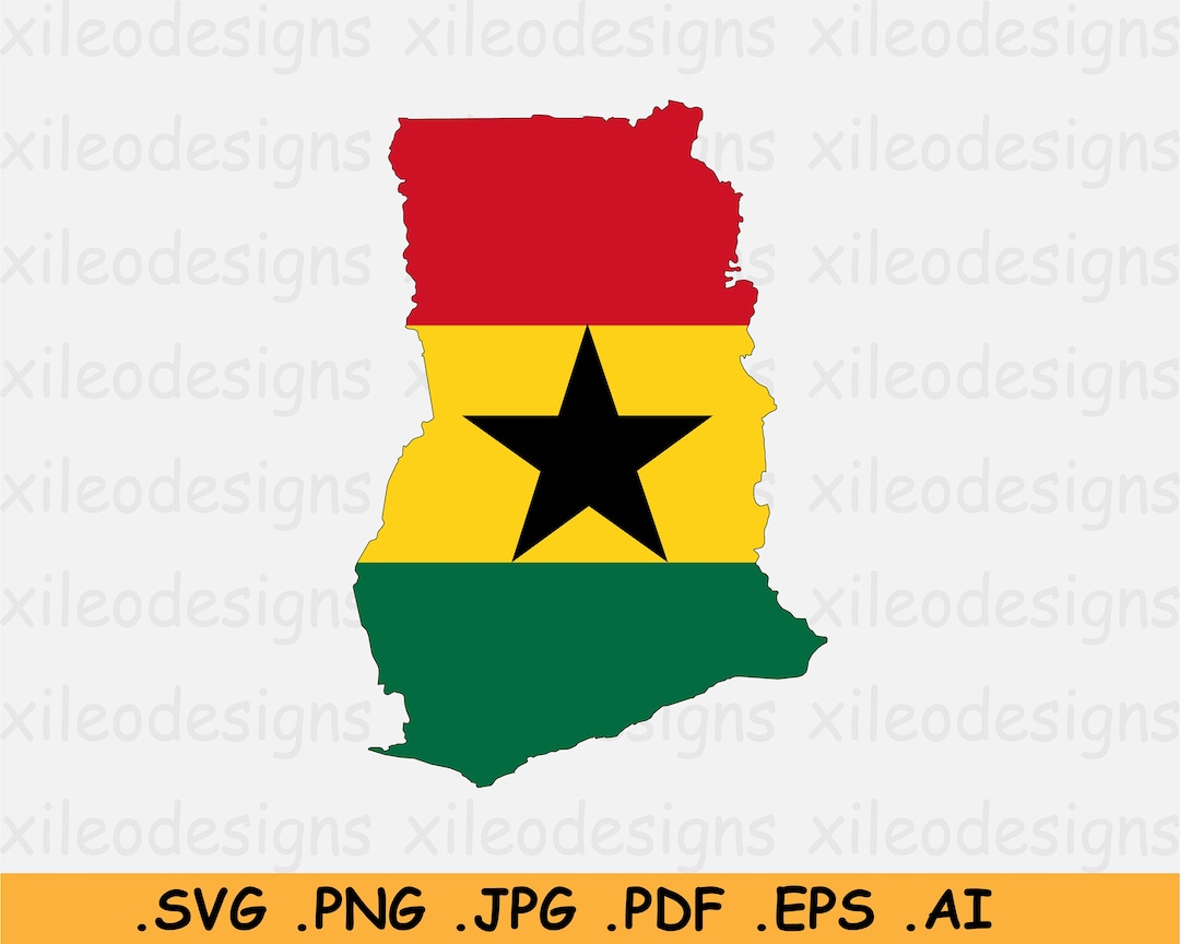 Ghana Flag Map SVG, Ghanaian SVG Cricut Cut File, Country Nation ...