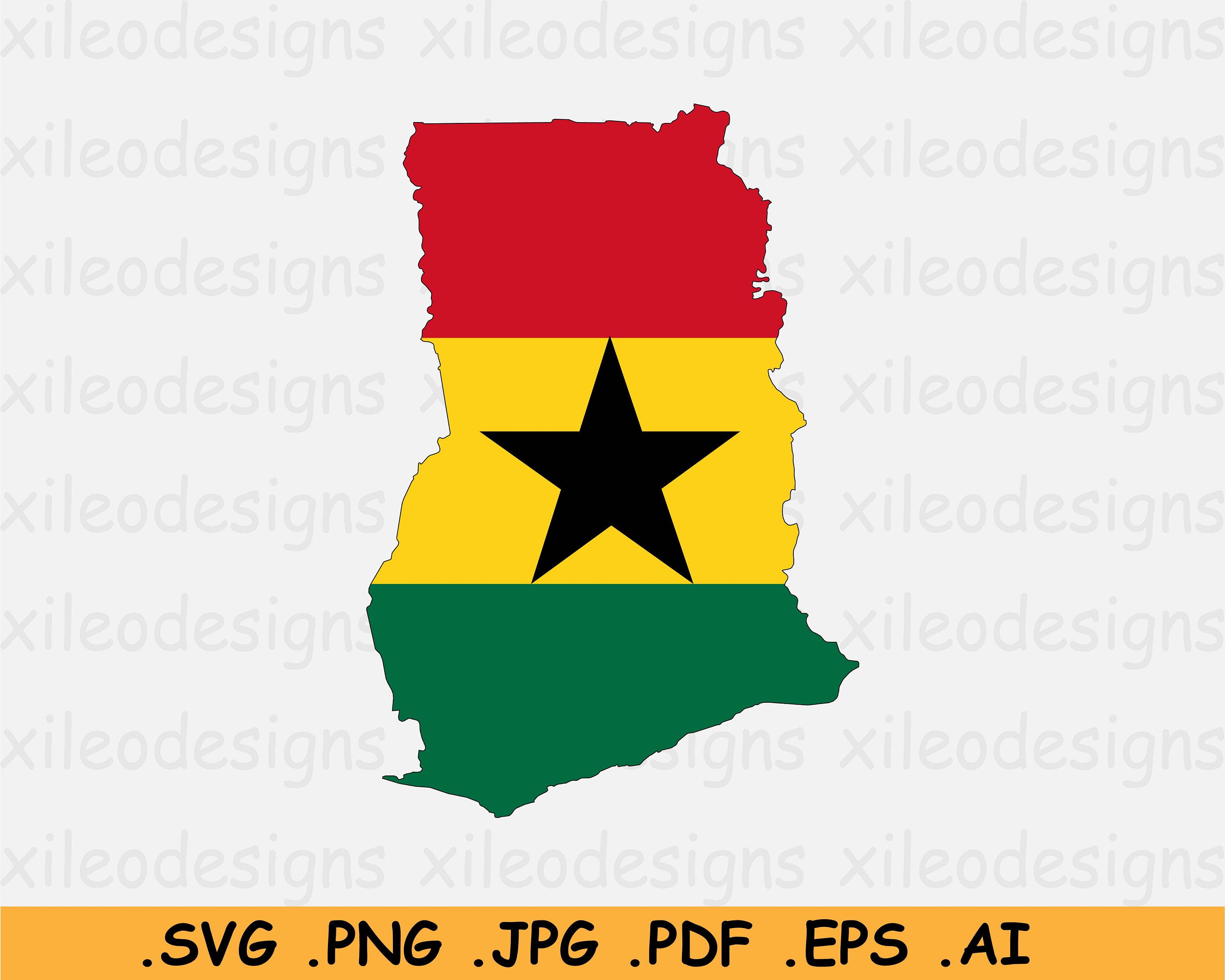 Ghana Flag Map SVG, Ghanaian SVG Cricut Cut File, Country Nation ...