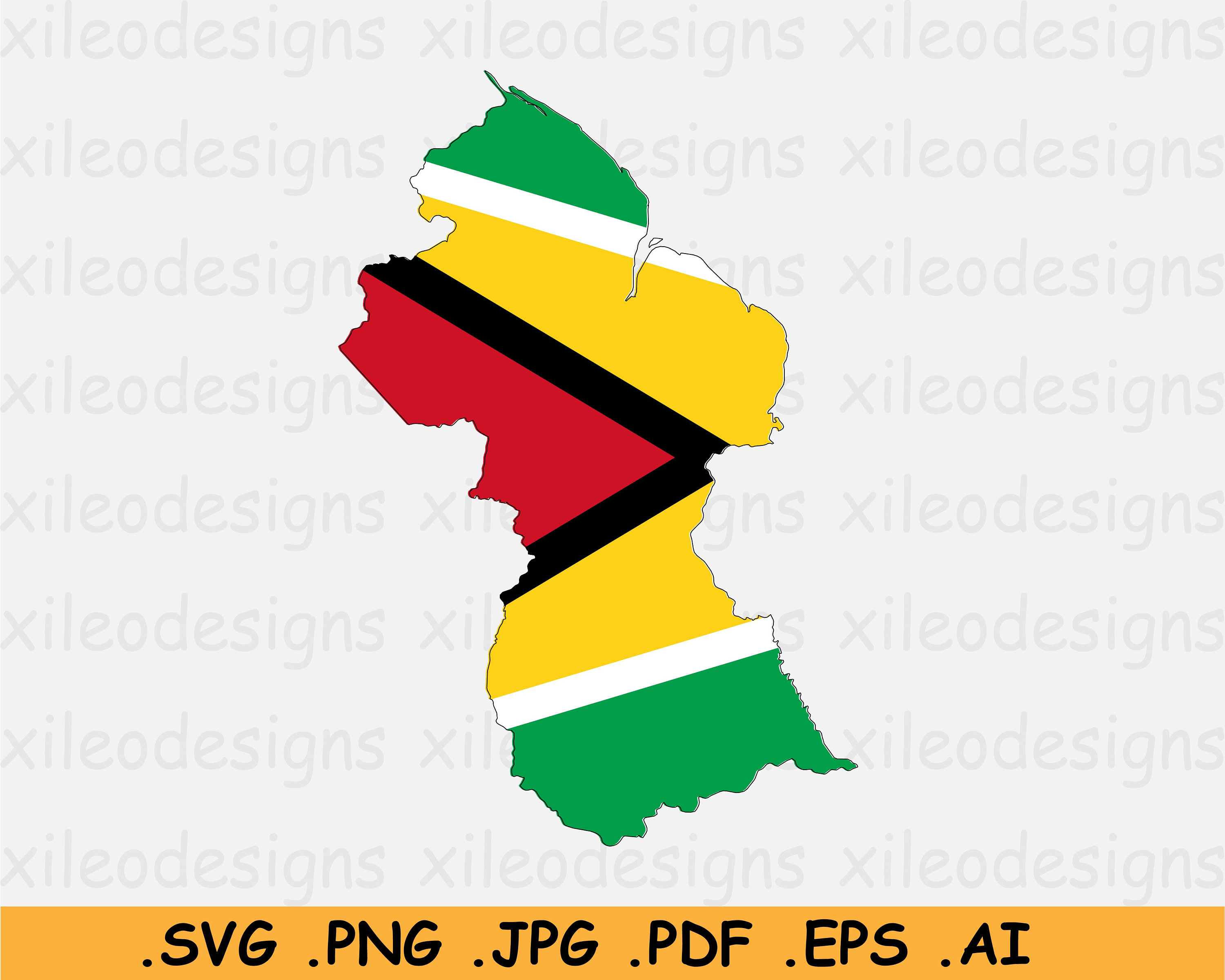 Guyana Flag Map SVG Guyanese SVG Cricut Cut File Country | Etsy